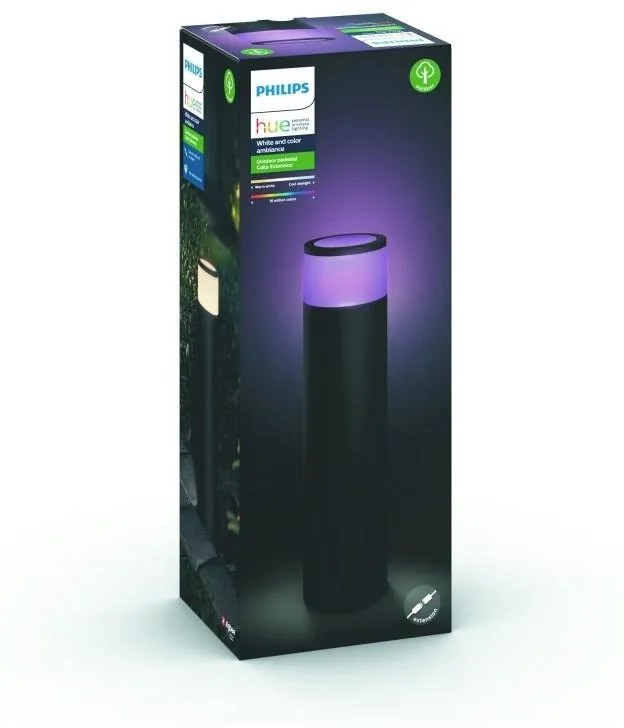 PH 17437/30/P7 Hue LED White and Color Ambiance Venkovní sloupkové svítidlo Philips Calla 17437/30/P7 černé 40cm 2200K-6500K RGB extension kit - PHILIPS HUE (915005731801)