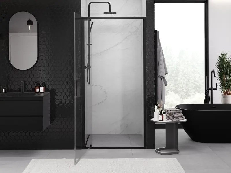 Mexen Exo sprchové dveře otočné 60 cm, transparentní, černé - 8181-060-000-70-00