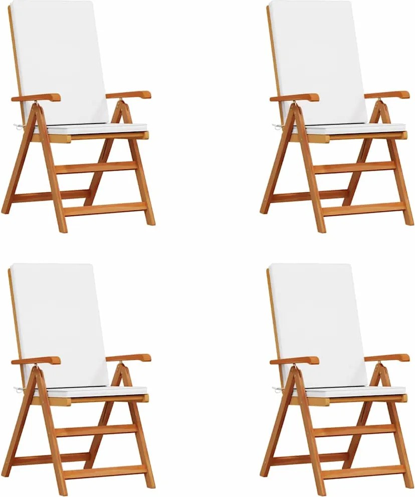 Zahradní křeslo 4 ks Hnědá a bílá Pevné teakové dřevo 3375769