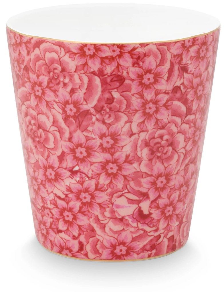 Pip Studio Royal Flower hrnek bez ucha 270ml, růžový (hrnek bez ucha z tenkostěnného porcelánu)