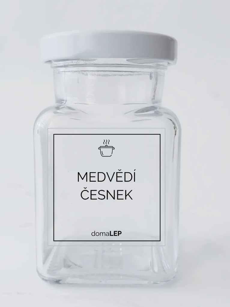 Samolepka na kořenky MEDVĚDÍ ČESNEK průhledná 5 × 5 cm základní písmo