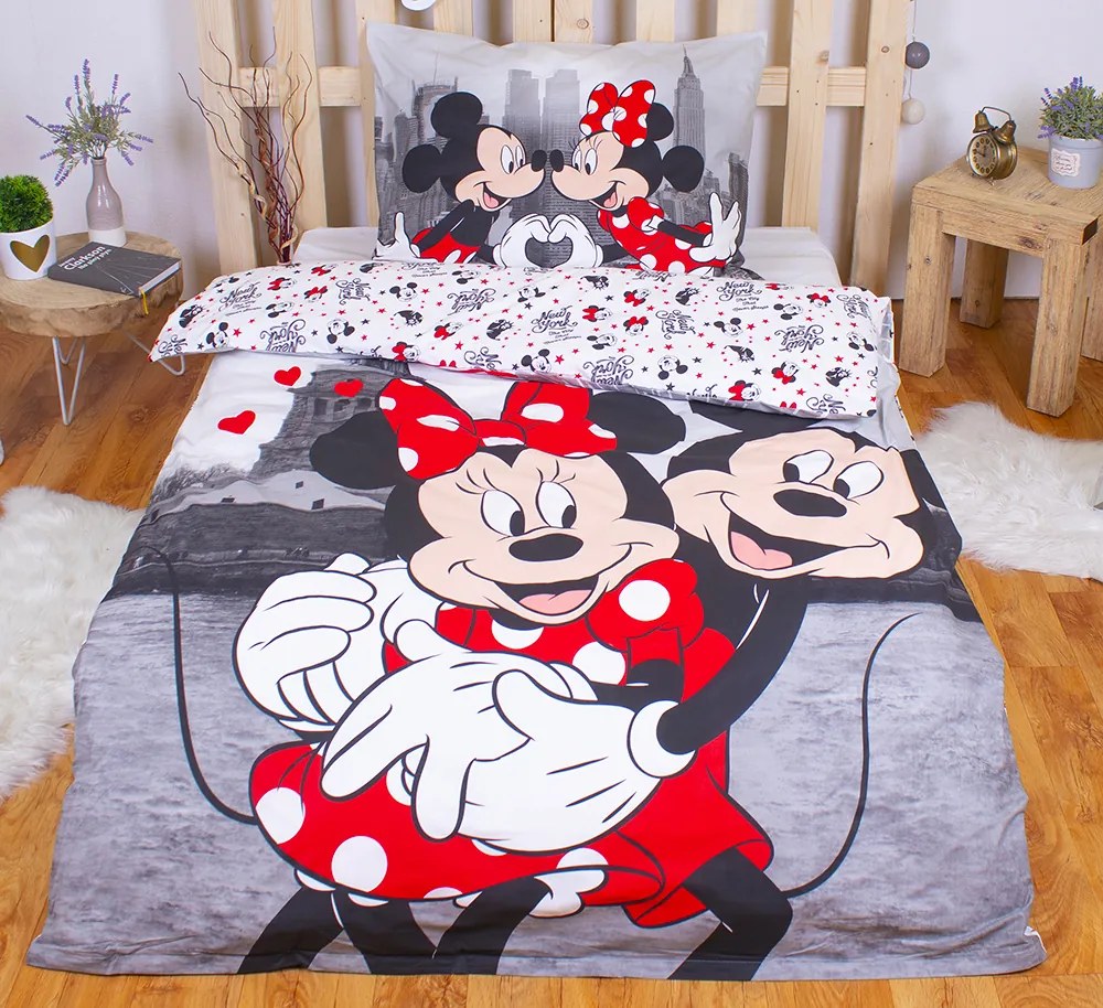 Bavlněné povlečení 140x200 70x90 Mickey &amp; Minnie v NY