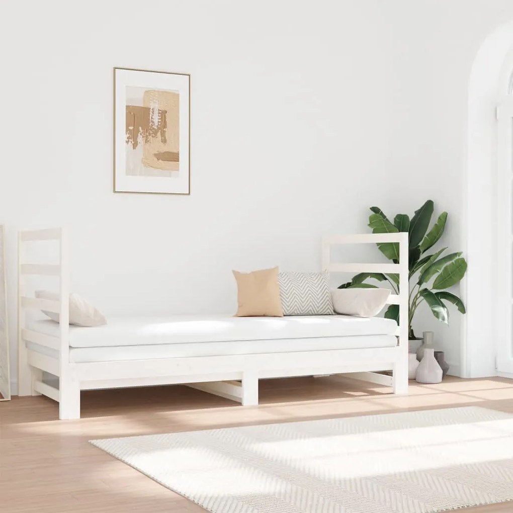 Výsuvná postel bílá 2x (90 x 190) cm masivní borovice 3124763