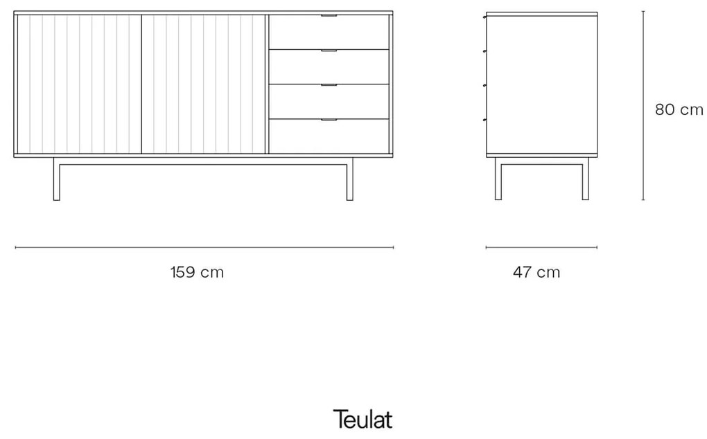 Komoda sierra bílá světlý dub 79,6 x 159 MUZZA