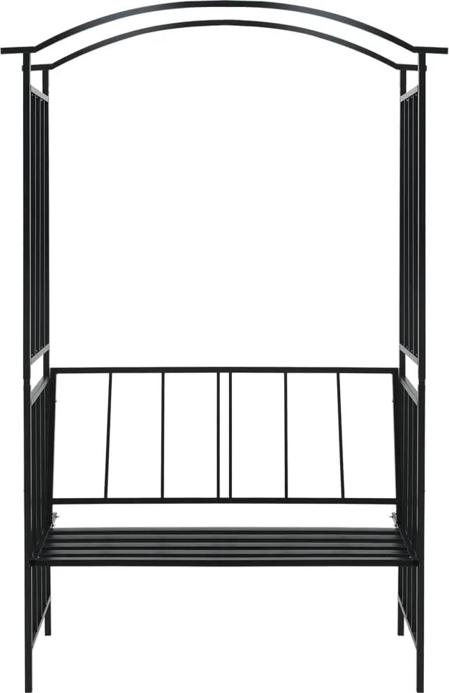 vidaXL Zahradní oblouk s lavičkou černý 128 x 50 x 207 cm železný [47093]
