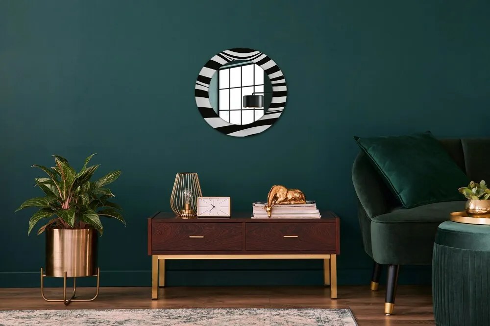Kulaté dekorativní zrcadlo Abstraktní vlna fi 50 cm