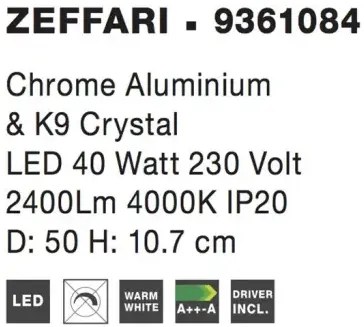 LED stropní svítidlo Zeffari 50 chrom
