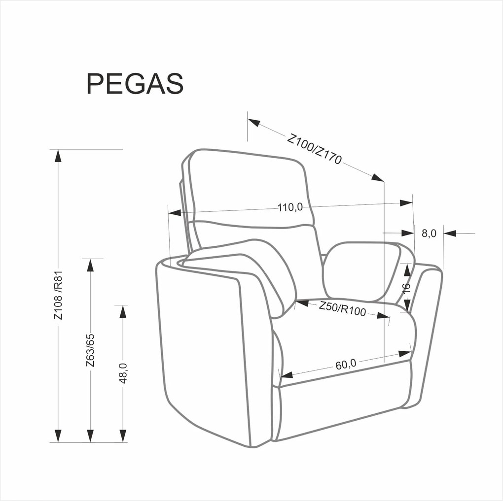 HALMAR PEGAS polohovací křeslo šedé