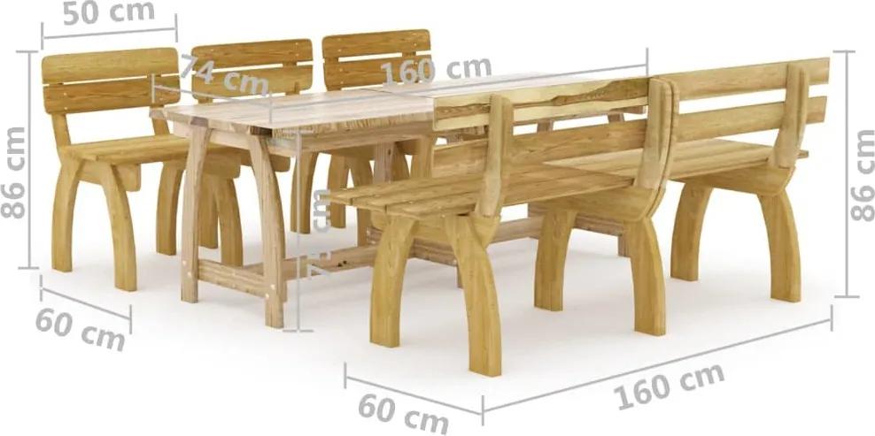 vidaXL 5dílný zahradní jídelní set impregnované borové dřevo [3096606]