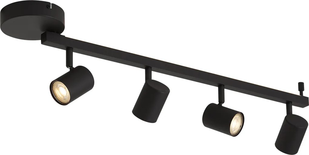 Moderní černé 4-světelné stropní bodové svítidlo GU10 50mm vč. podsvícení a 3-cestného vypínače - Back Up