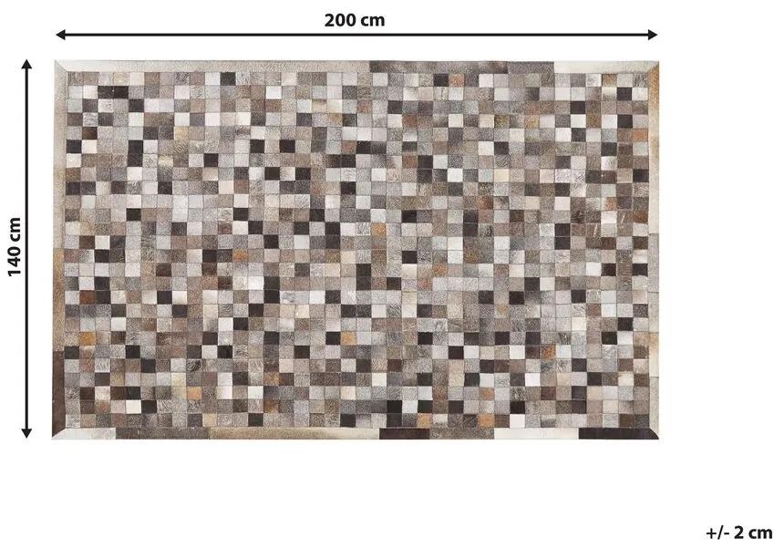 Kožený patchworkový koberec 140 x 200 cm vícebarevný ARMUTLU Beliani