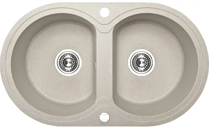 Laveo Dafne, 2-komorový granitový dřez 780x470x204 mm, béžová, LAV-SBD_420T
