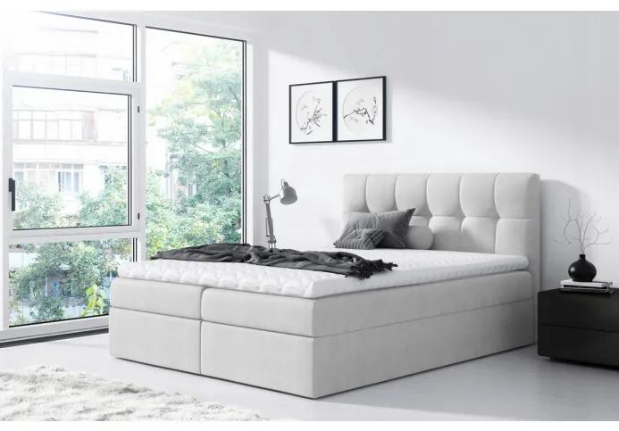 Jednoduchá postel Rex 160x200, světle šedá + TOPPER