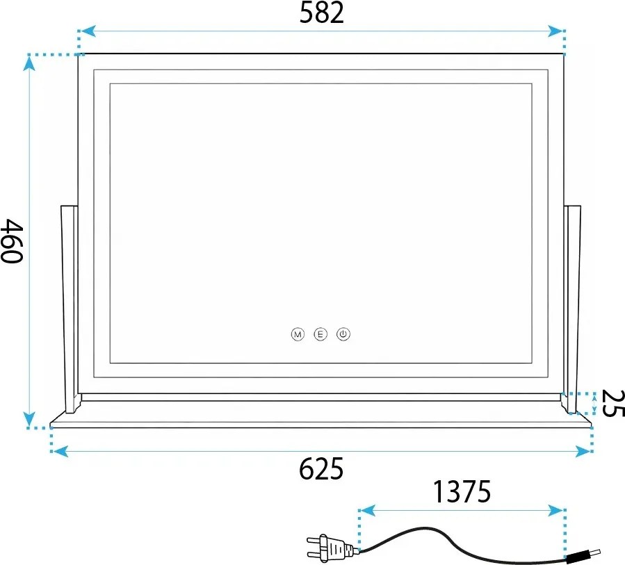 Rea Kosmetické zrcadlo 58x45 cm s regulovatelným LED osvětlením HOM-12017