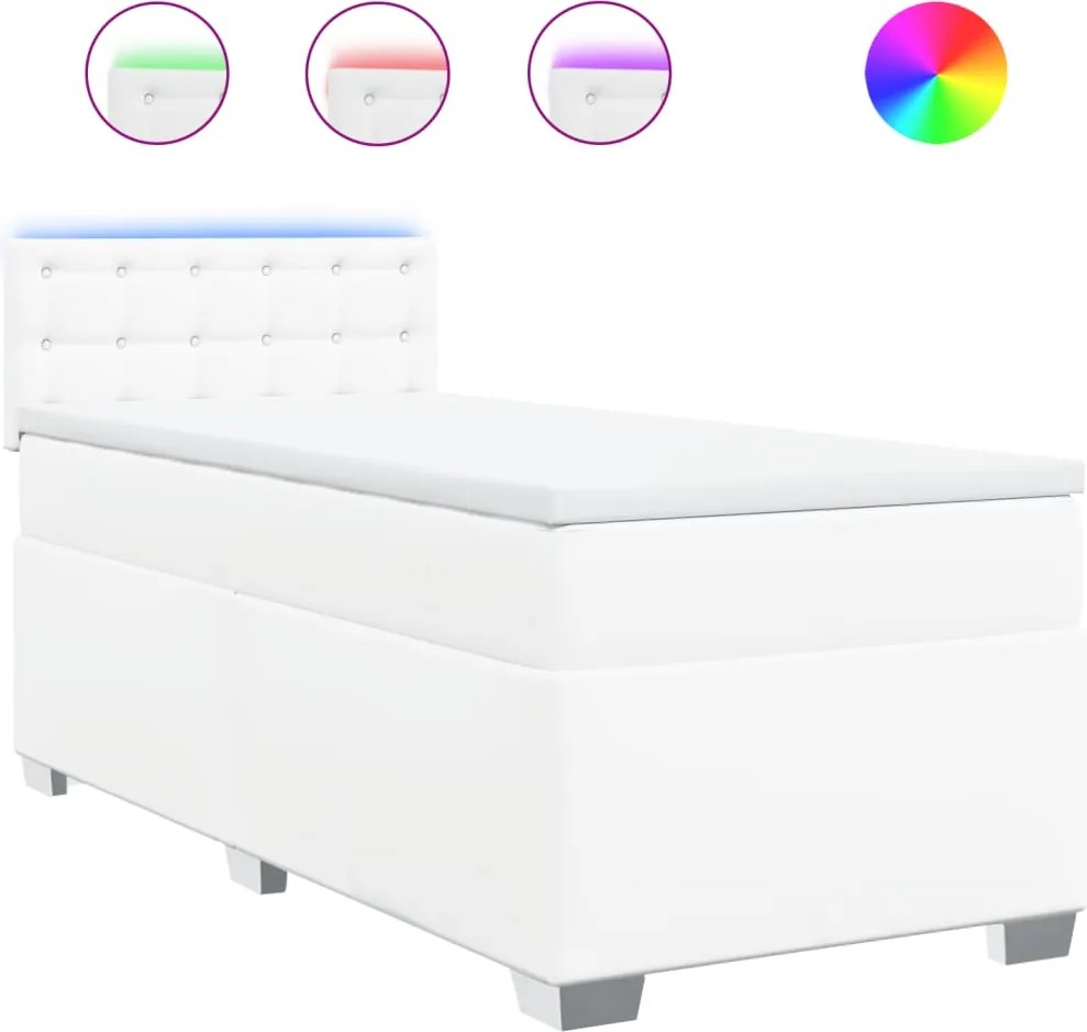 Box spring postel s matrací bílá 100x200 cm umělá kůže 3288409