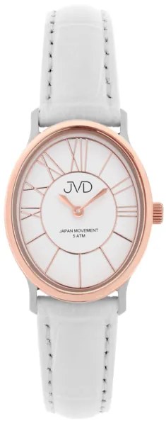 Dámské čitelné náramkové hodinky JVD J4174.3 s řemínkem z pravé kůže