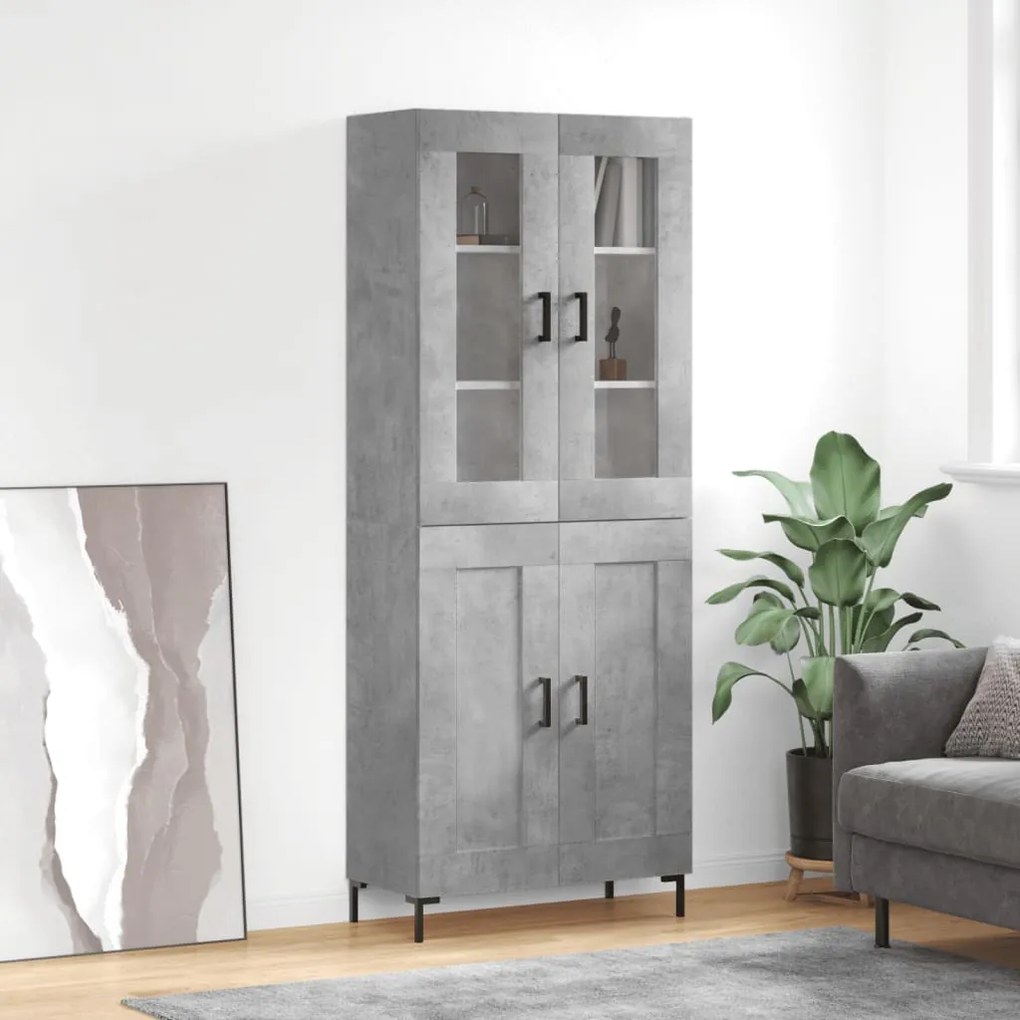 Skříň highboard betonově šedá 69,5x34x180 cm kompozitní dřevo 3198341