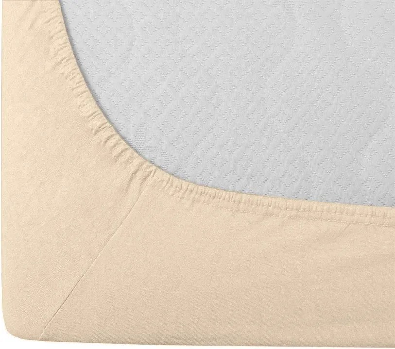 Sada krepového povlečení FLORAL RIBBON POLY barevné + prostěradlo Jersey 180 x 200 cm světle béžové, dvoulůžko