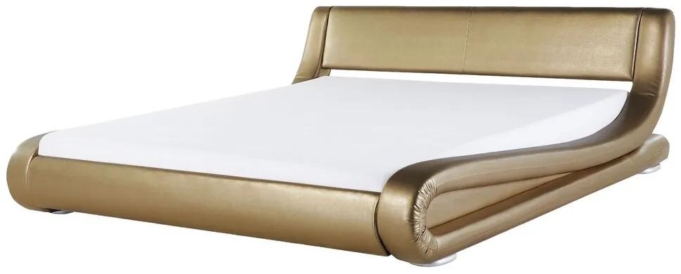 Kožená vodní postel 160 x 200 cm zlatá AVIGNON Beliani