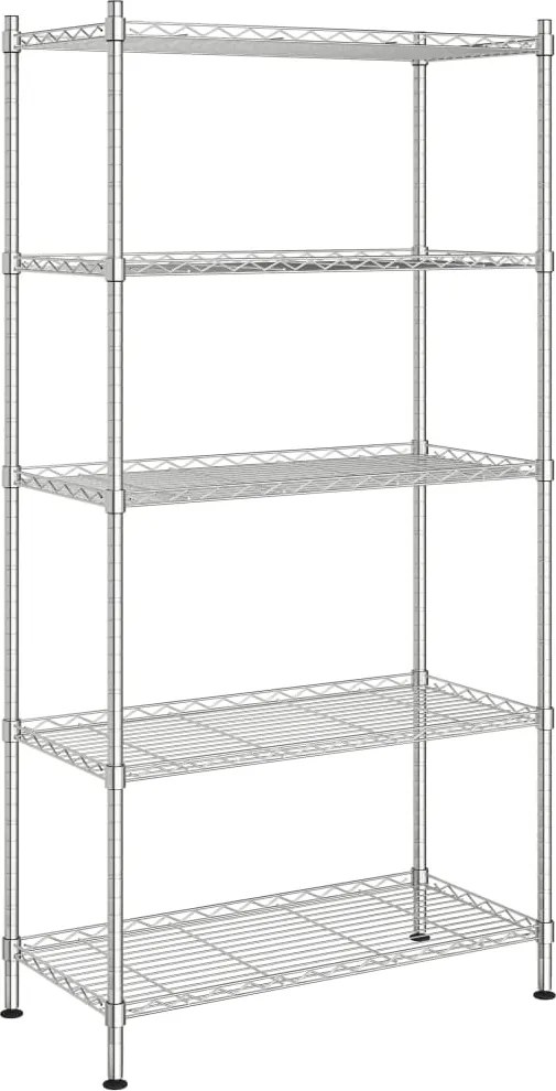 Úložný regál 5 polic 90 x 35 x 180 cm chromovaný 250 kg 324623