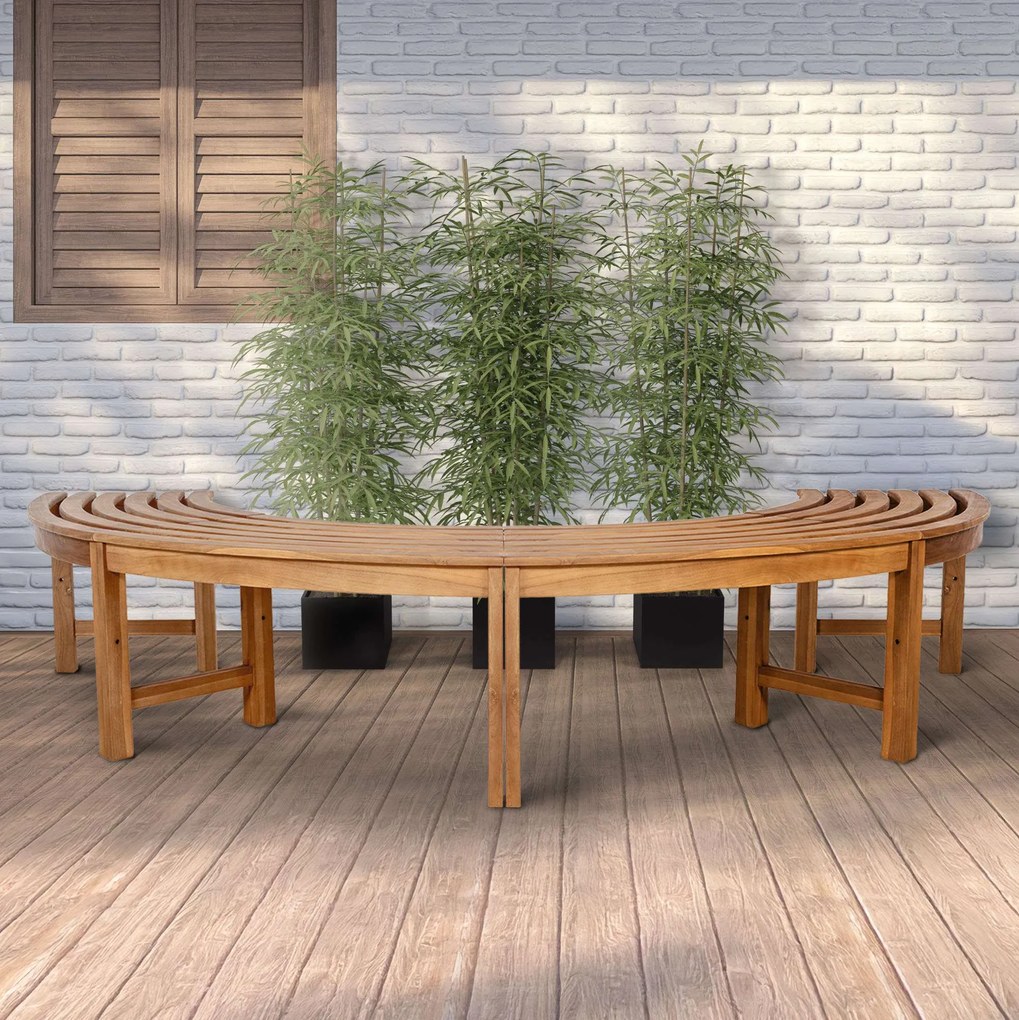 Lavice Male 250 cm půlkruhová bez opěradla - teak