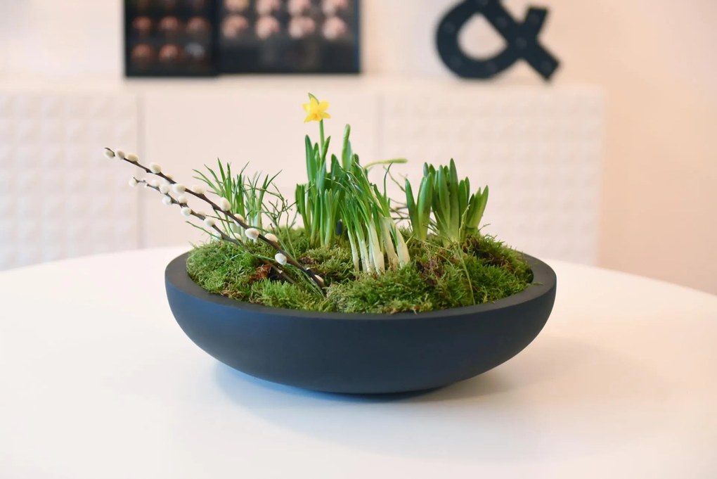 Okrasná miska PLANA, sklolaminát, 11xØ43 cm, antracit