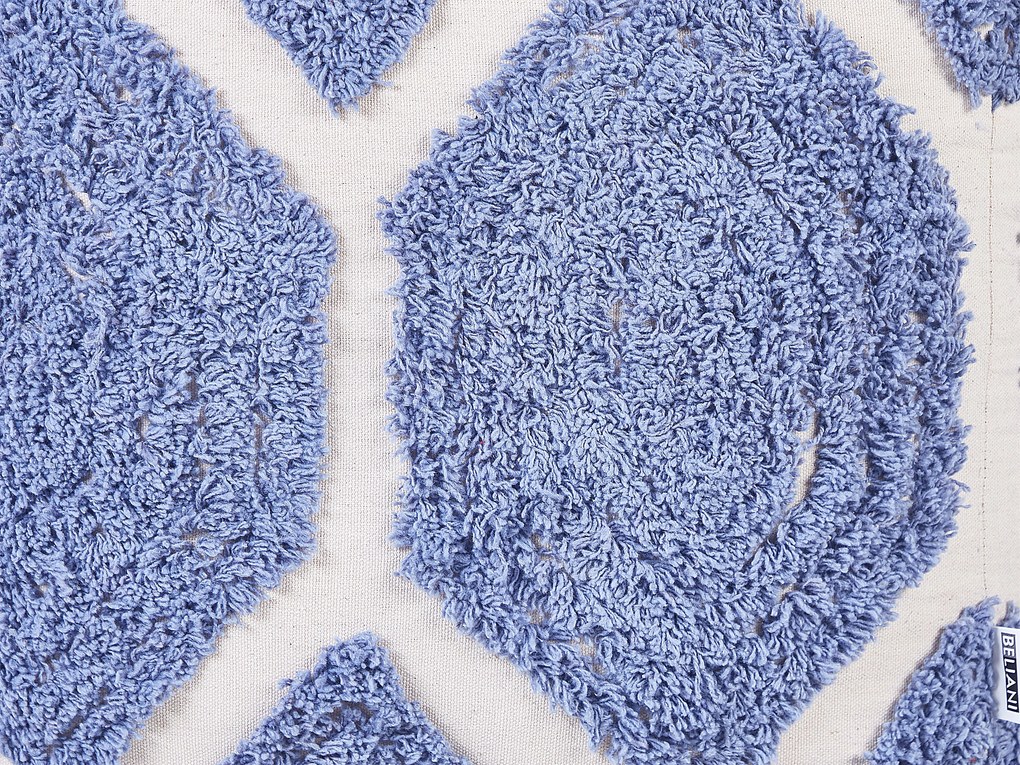 Bavlněný puf 40 x 40 cm béžový/ modrý ROJHAN Beliani