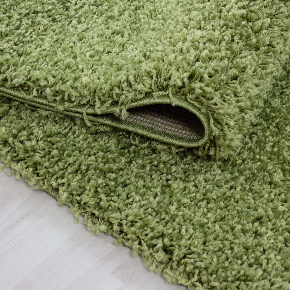 Ayyildiz, Kusový koberec Life Shaggy 1500 green kruh, 80x80 (průměr) kruh, zelená, ložnice