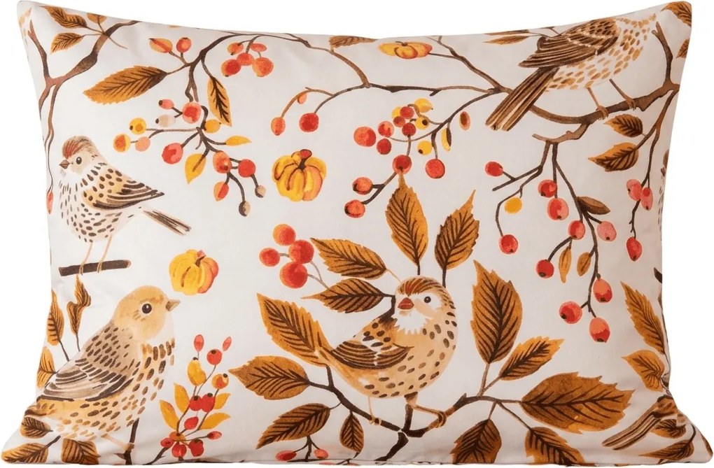 Povlak na polštář z mikrovlákna BIRDS PUMPKIN 50x70 cm, hnědý