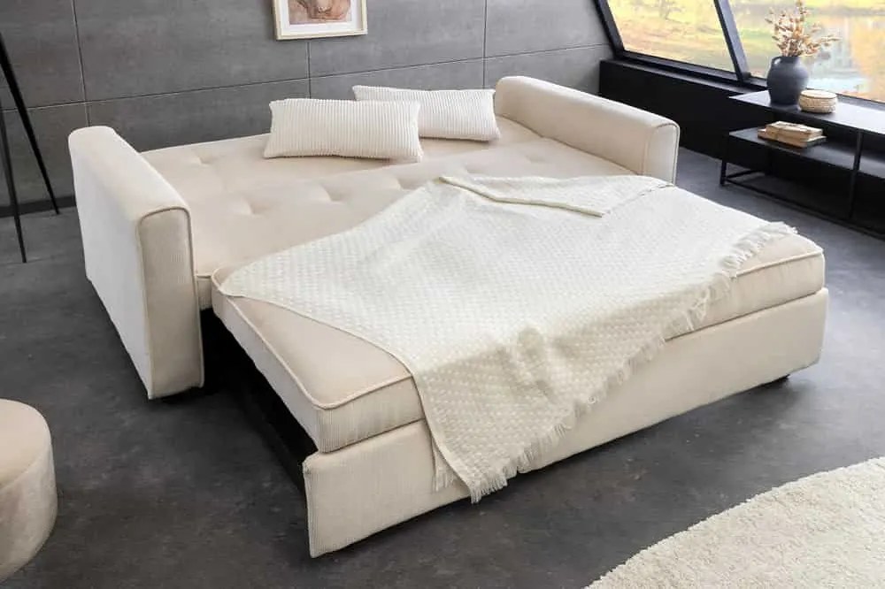 Designová rozkládací sedačka Zaragoza 180 cm béžový manšestr