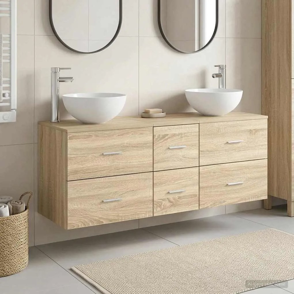 Sada koupelnových skříněk 3 ks Dub sonoma 49,5 x 35 x 63 cm 3405797