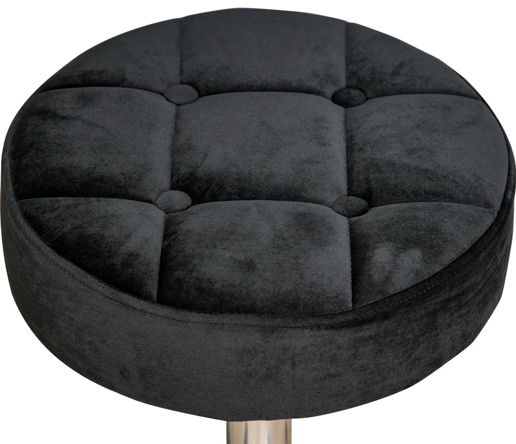 Salonní židle HOMCOM s kolečky výškově nastavitelná otočná stolička na kolečkách sametová pěna na dotek chromová základna černá 35 x 35 x 49-61 cm pr…