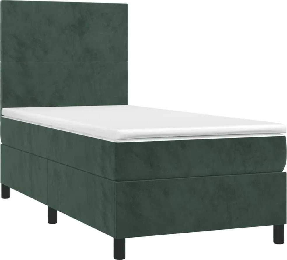 vidaXL Box spring postel s matrací 100x200 cm samet [3142890] Barva: Tmavě moddrá