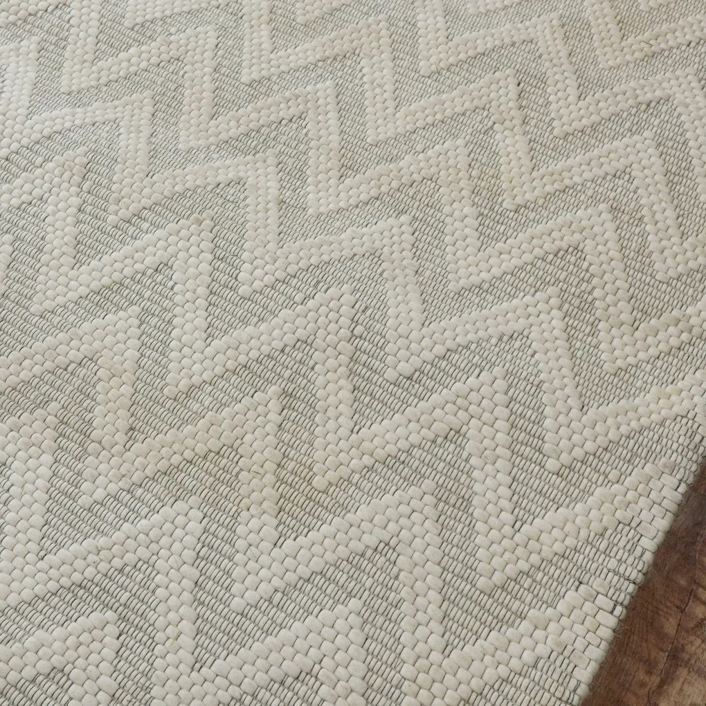 Asra, Kusový ručně tkaný koberec Woolen 5 White, 150x240, bílá, ložnice