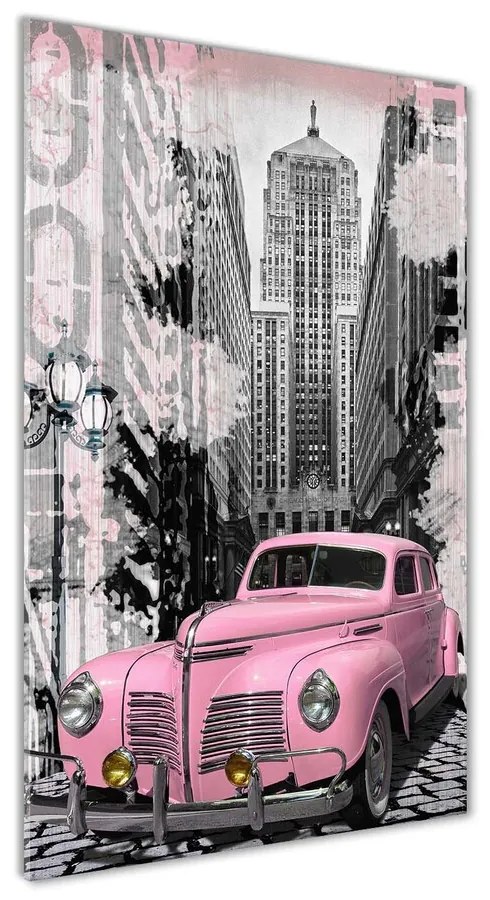 Wallmuralia Moderní akrylový fotoobraz Růžové auto 50x100 cm