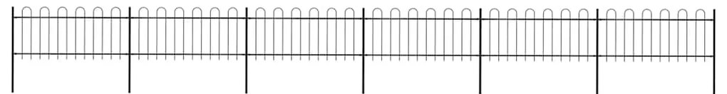 Zahradní plot s obloukem nahoře ocelový 1005 x 80 cm černý 277652