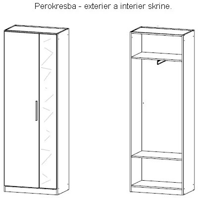 Šatní skříň Minosa, 69 cm, lesklá bílá