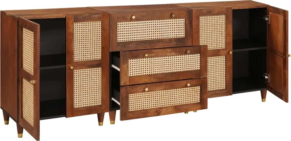 Sestava komody 3 ks 180 x 33 x 75 cm Masivní mangové dřevo 3310170