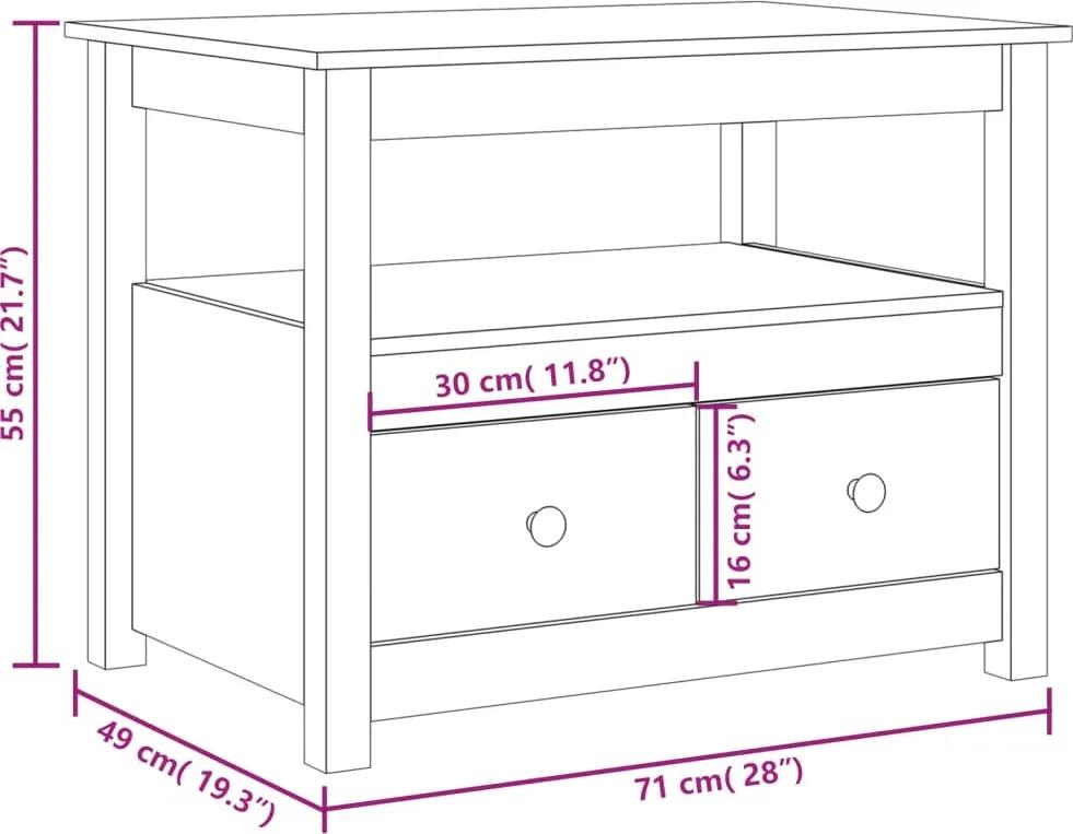 vidaXL Konferenční stolek 71 x 49 x 55 cm masivní borové dřevo [820939] Barva: Šedá