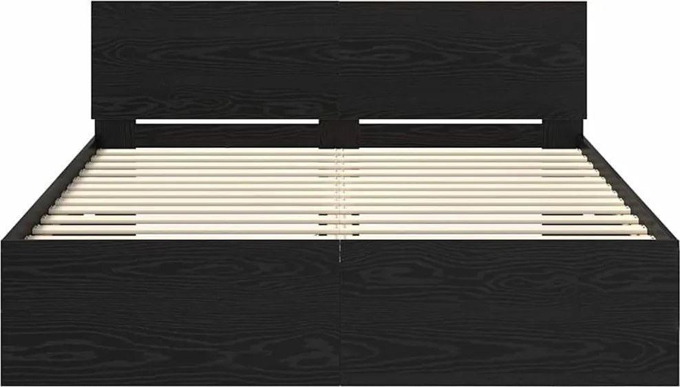 Rám postele s LED pásky Černý dub 135 x 190 cm Kompozitní dřevo 3403576