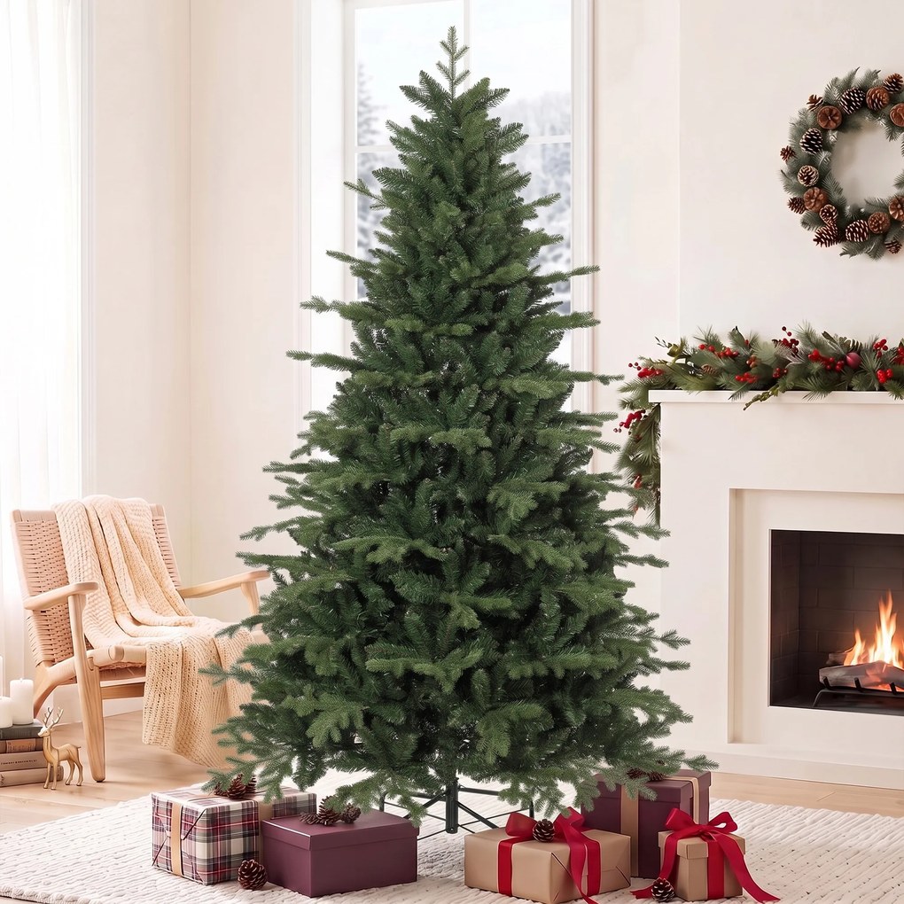 HOMCOM umělý vánoční stromek 210 cm, 2080 větviček, zelený