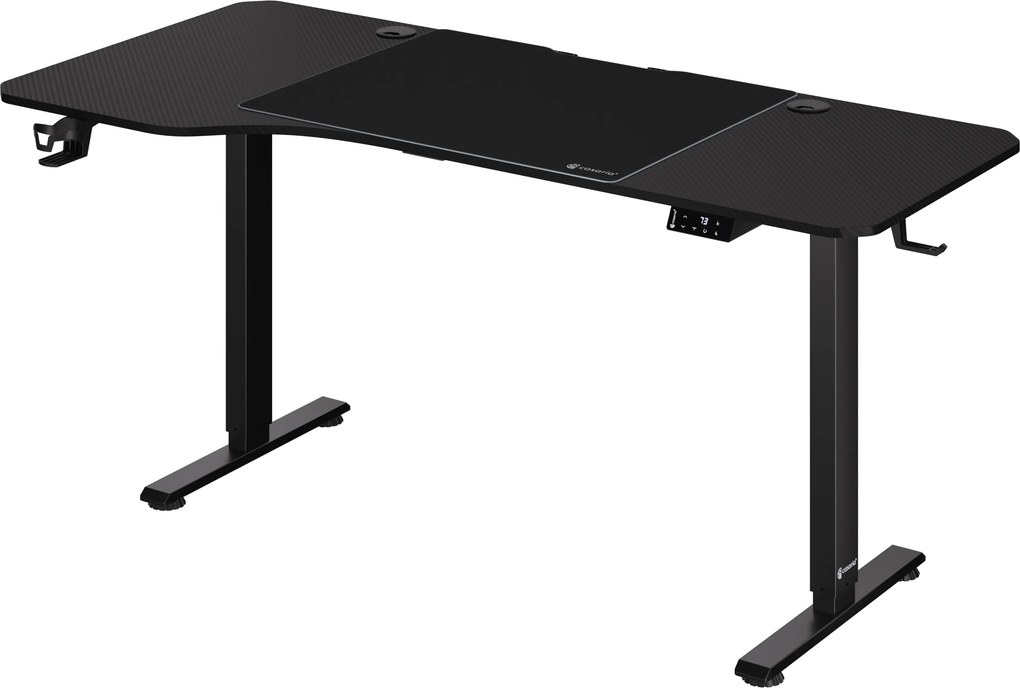 Výškově nastavitelný Psací stůl černý 160x75x72-117cm
