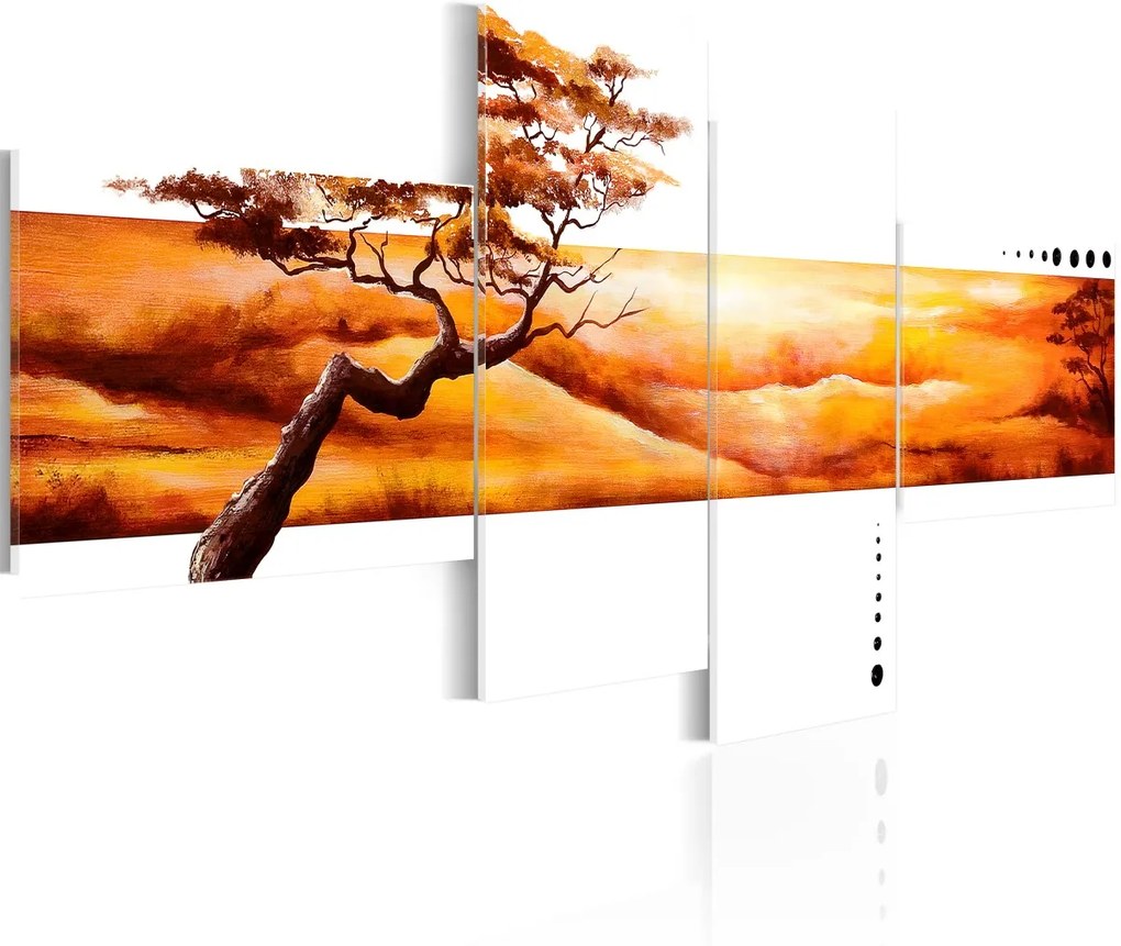 Obraz - Orange clouds over the savannah - 100x45