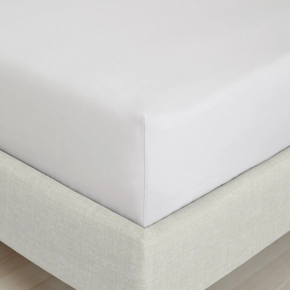 Šedé napínací prostěradlo z bavlněného perkálu 150x200 cm Cotton Percale – Bianca