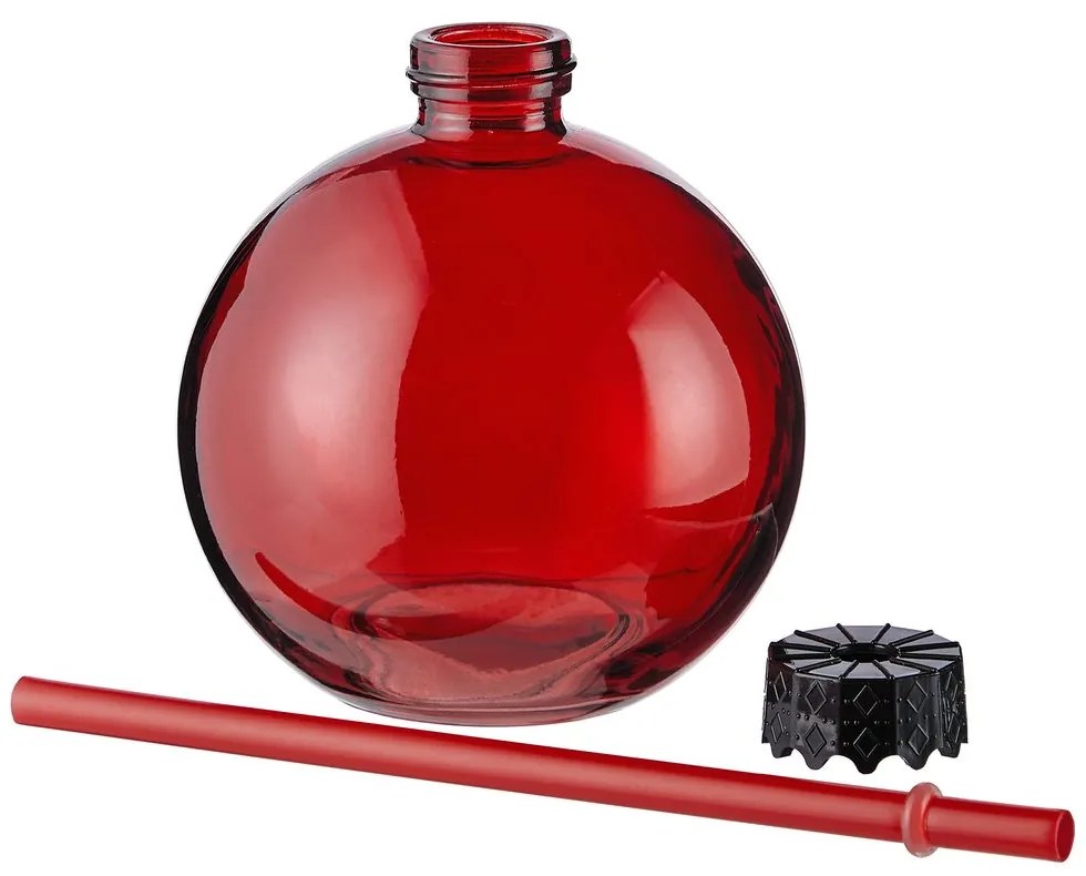 SANTA'S BUBBLE Skleněná koule s brčkem - červená