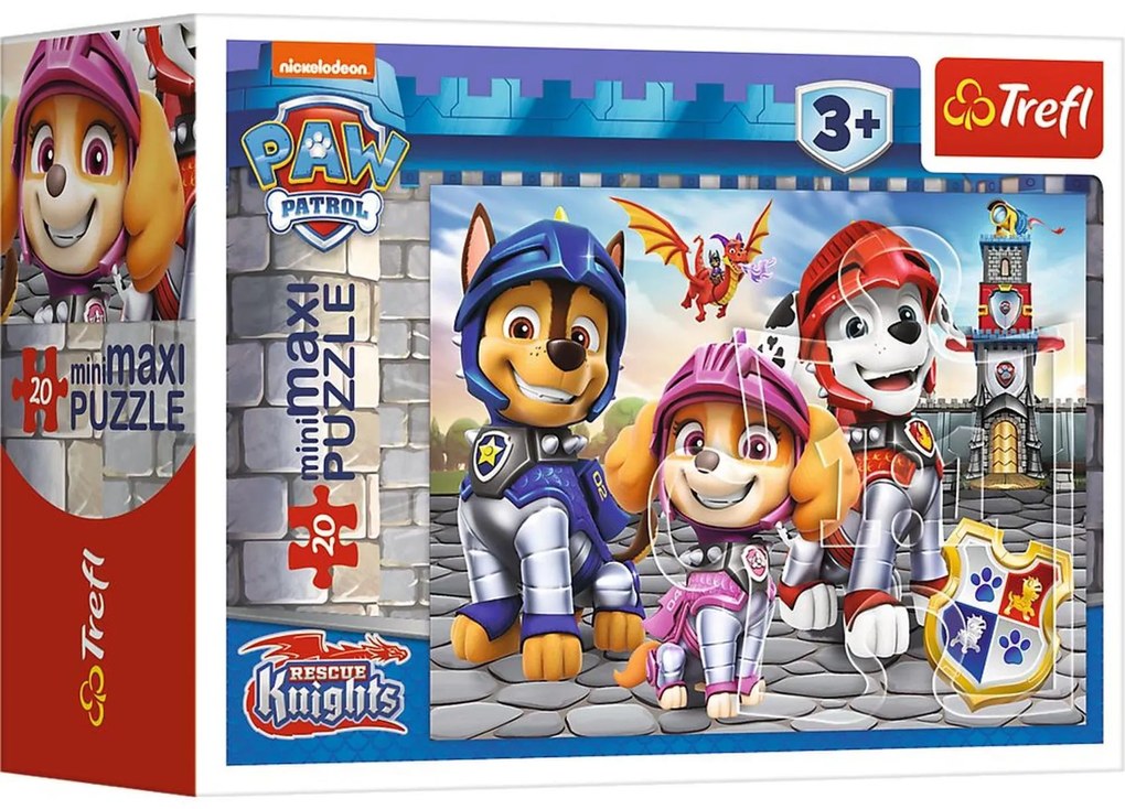 Trefl Minipuzzle miniMAXI 20 dílků Tlapková patrola/Paw Patrol 4 druhy v krabičce 11x8x4cm 24ks v boxu