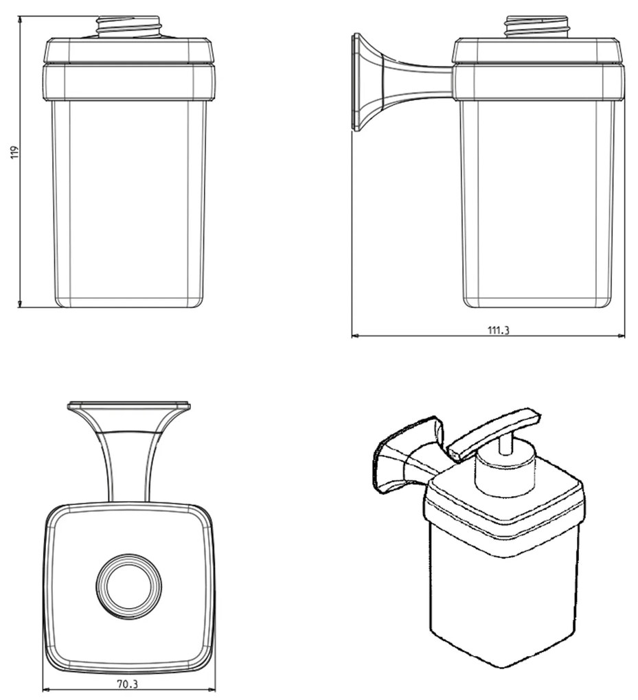 METAFORM METAFORM, AIDA dávkovač mýdla 270 ml, mléčné sklo, chrom, AI019