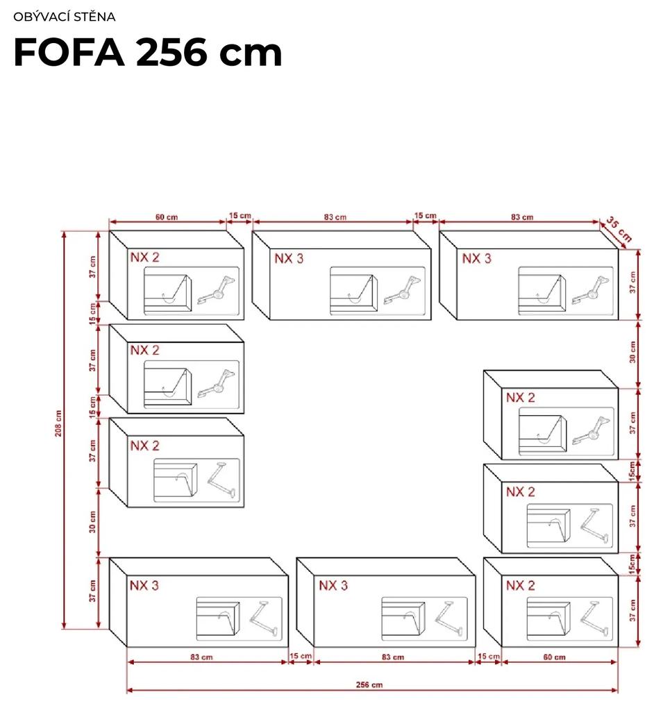 Ral Obývací stěna FOFA 3, 256 cm - Sonoma