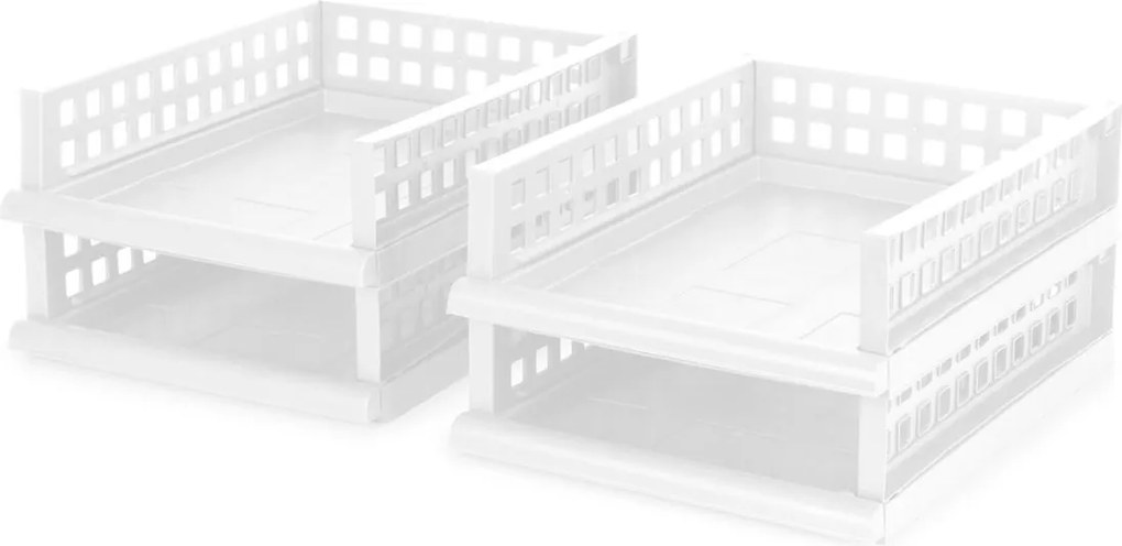 Compactor stohovatelný organizér se čtyřmi zásuvkami, midi 34 x 45 x 11,5, bílý