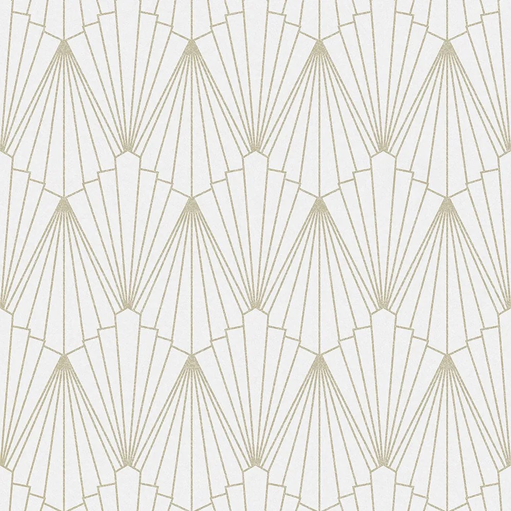 Graham &amp; Brown Luxusní geometrická vliesová tapeta krémová se zlatými ornamenty rozměry 0,52 x 10 m